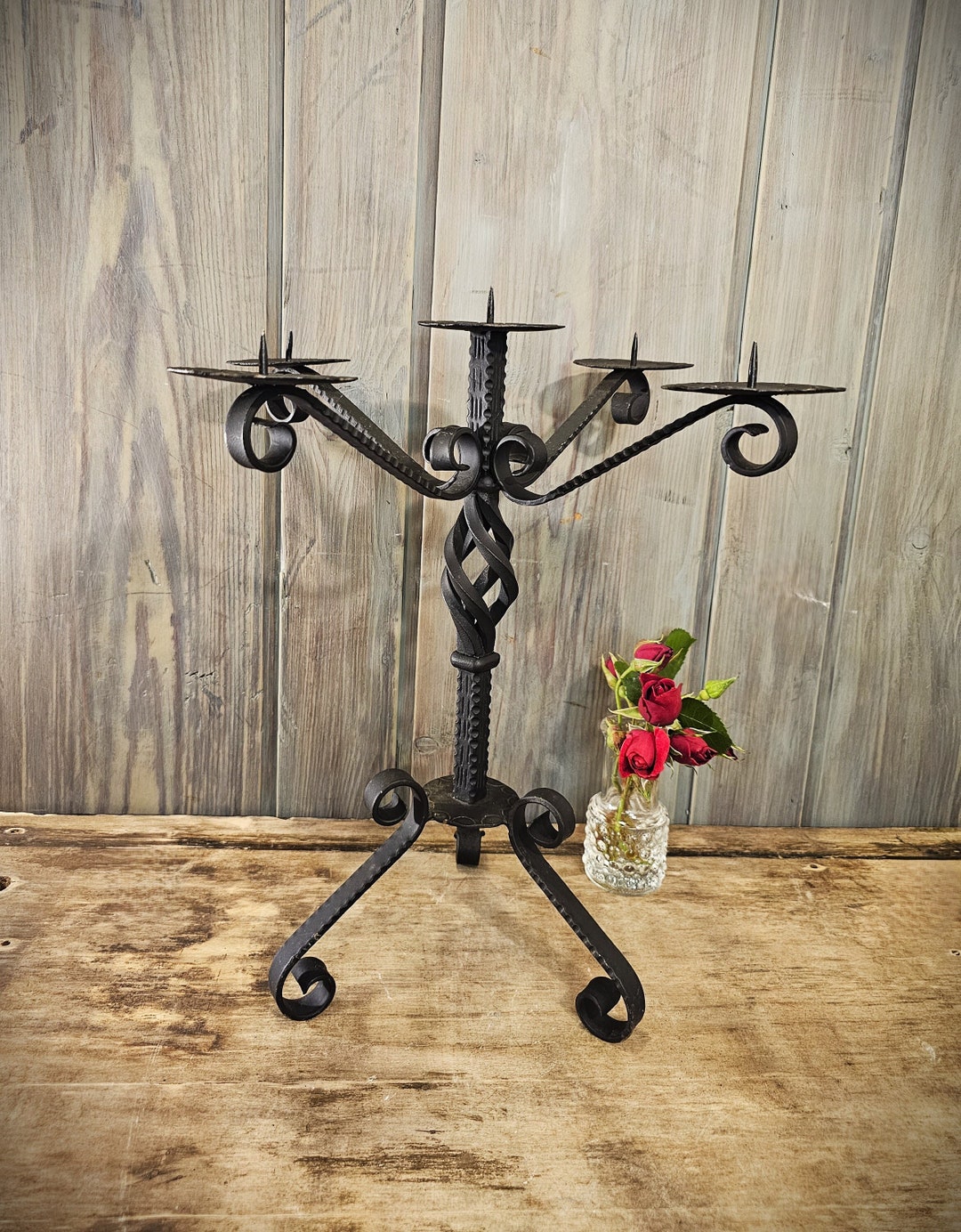 Vintage Wrought Iron 5-candle Candelabra: Rustic Wedding Decor - Etsy