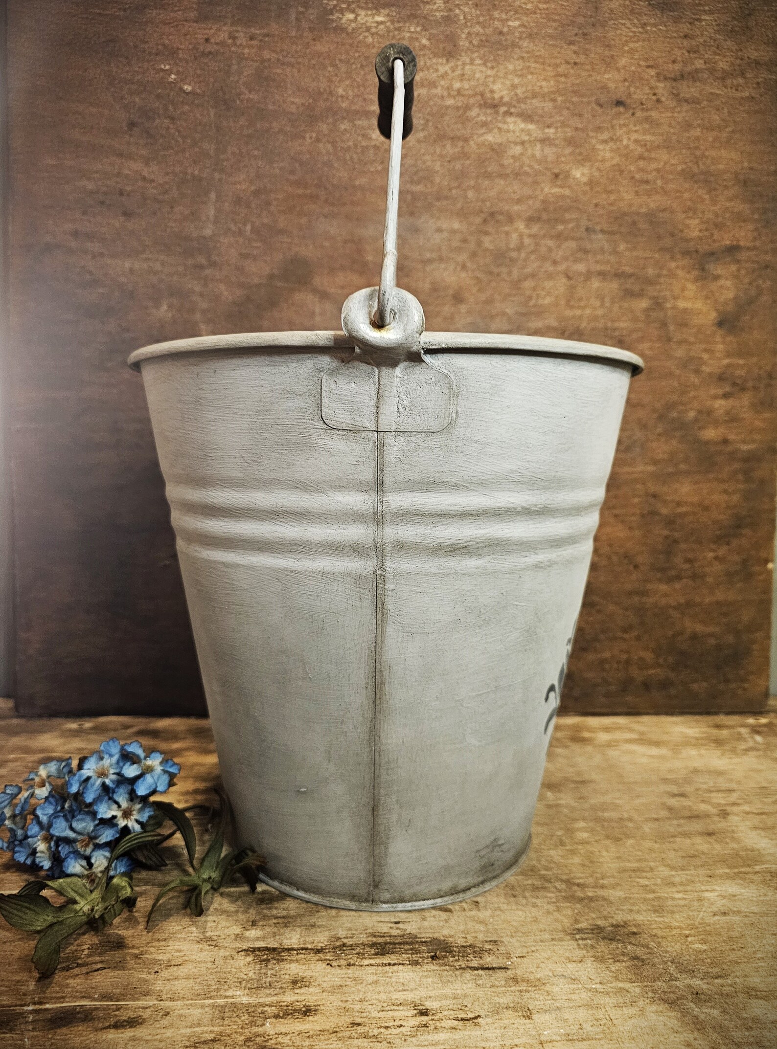 Antique Industrial Bucket Shabby Chic Jardiniere Flower Planter ...