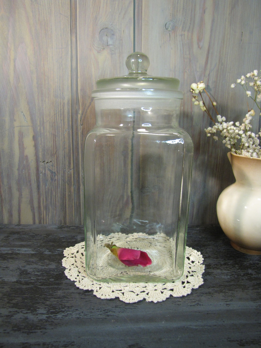 Antique MAGGI Storage Jar 30s Pressed Glass Glass Jar Vintage Glass Jar ...