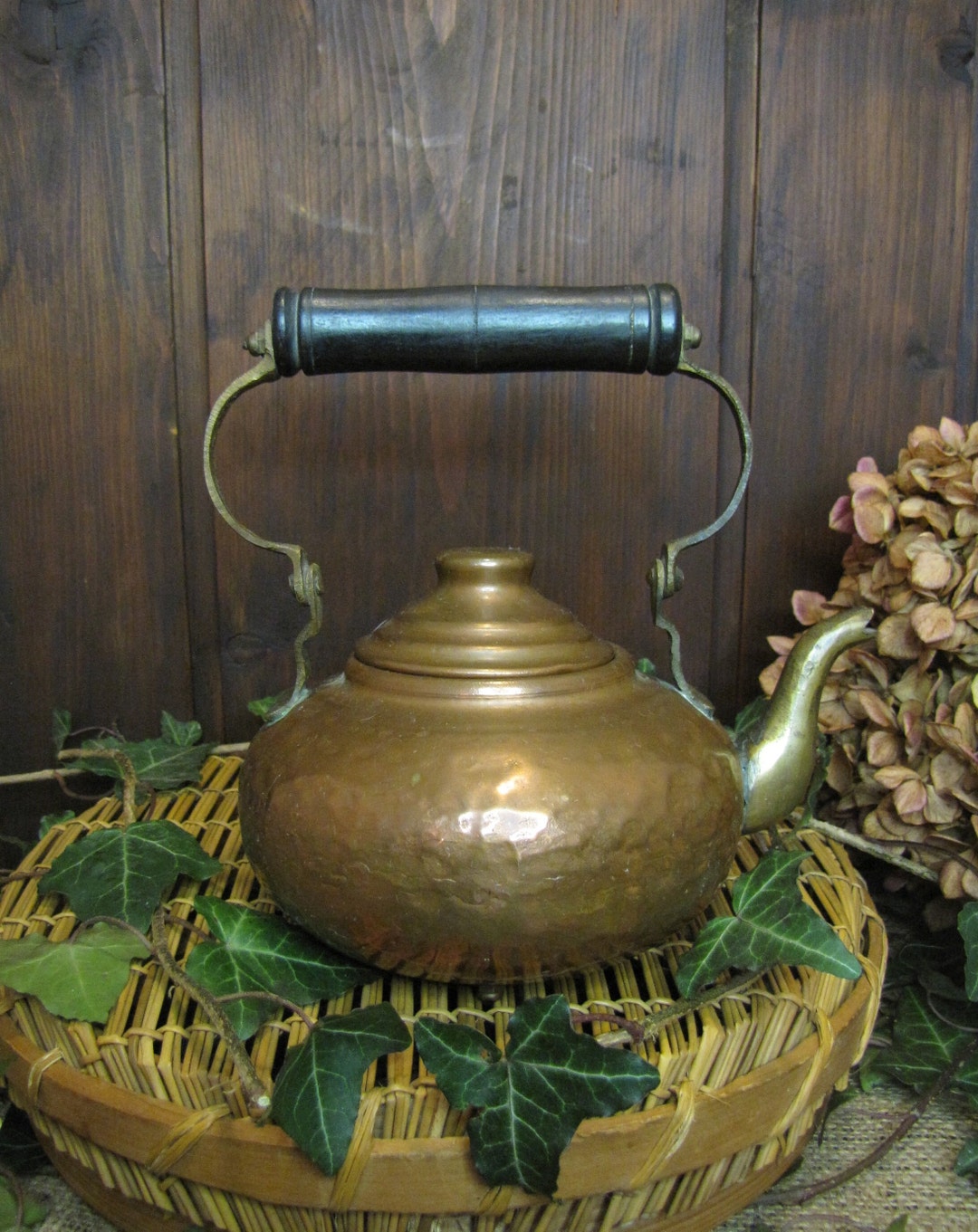 Antique Copper Tea Pot, Old Copper Vessel, Vintage Copper, Handcrafted Copper Pot, Primitive ...
