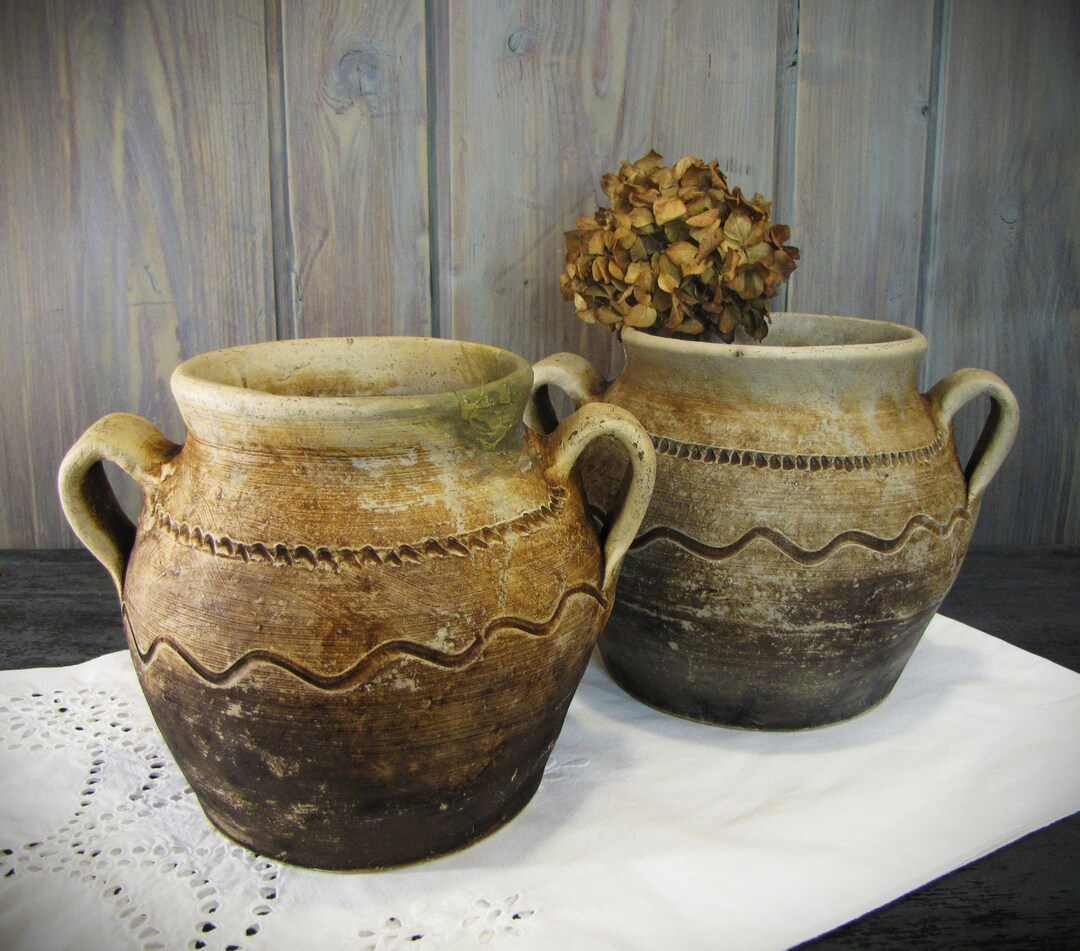 1 Old Clay Pot Vintage Decor, Aged and Antiqued Clay Vessel Vase Pot ...