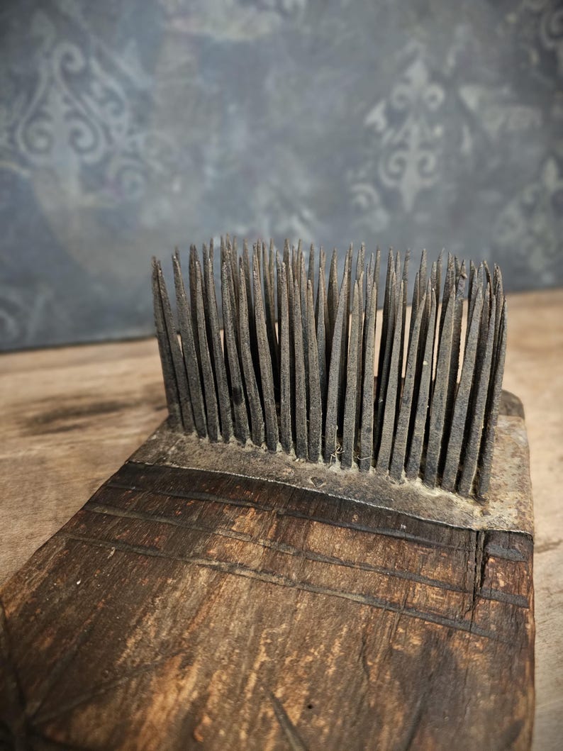 Antique Wooden Flax Hackle Comb, Wool Carding Comb, Farmhouse Country ...