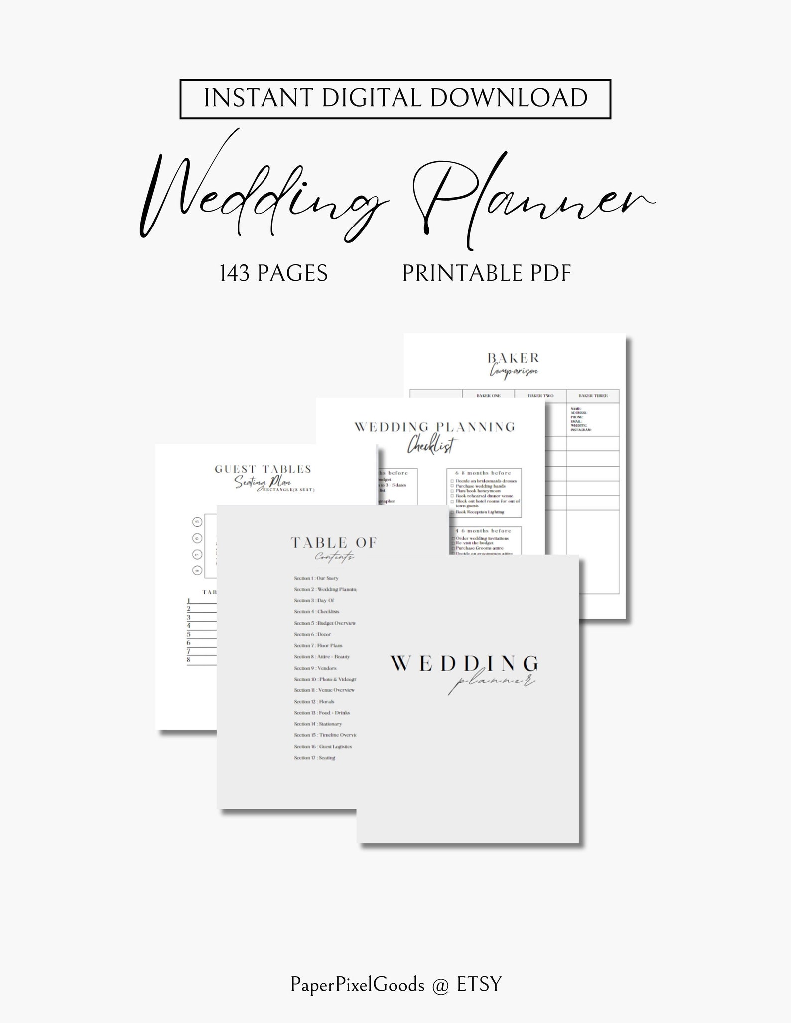 100 Page Wedding Planner Printable, Printable Wedding Planner Pages ...