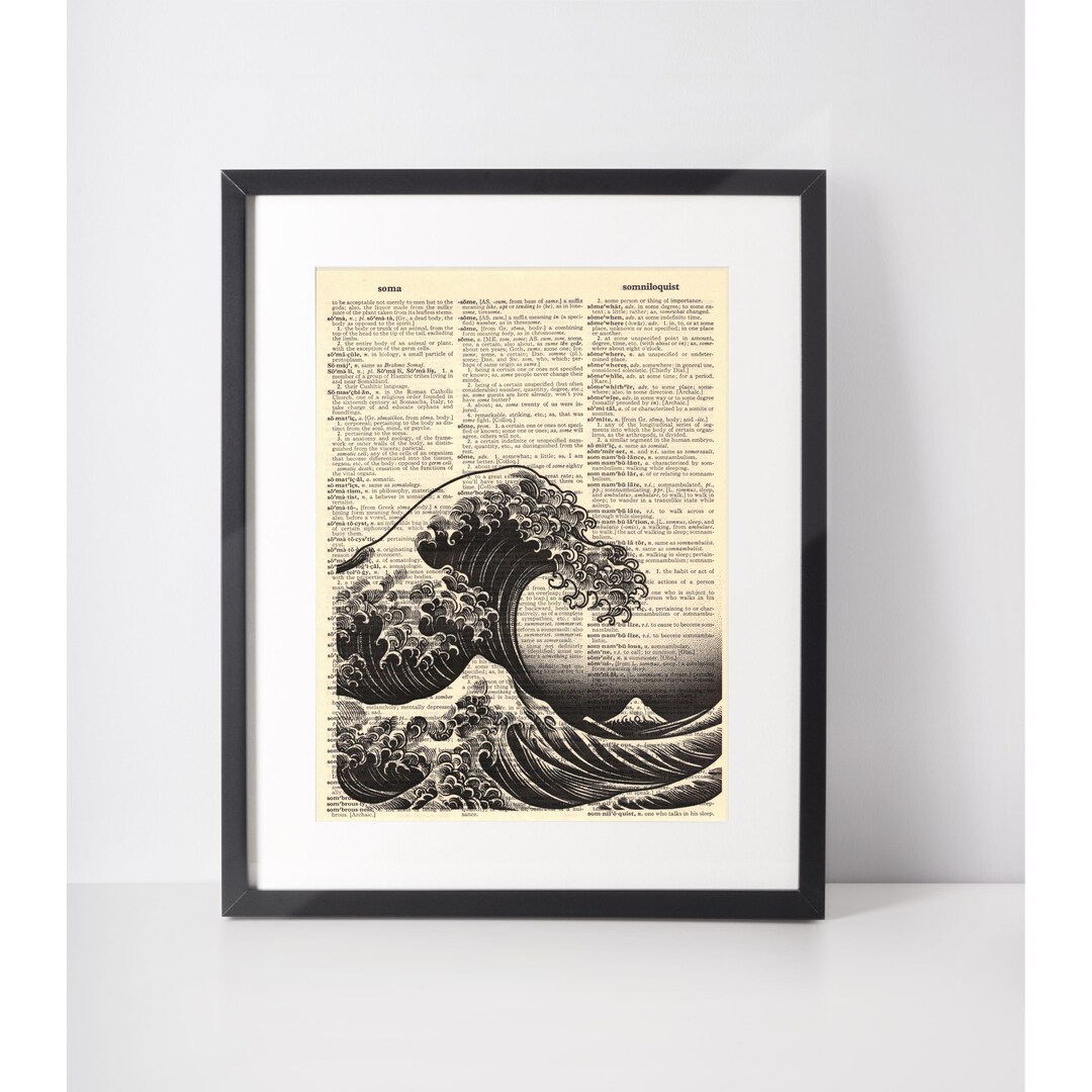 Vintage Book Page Art – the Great Wave (1) – Antique Encyclopedia or ...