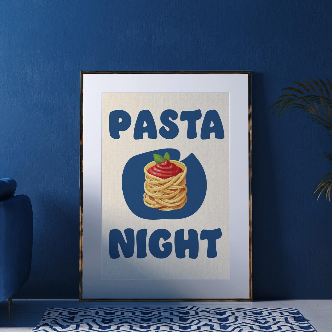 Pasta Night Print : Trendy Kitchen Decor,food Print,spaghetti Poster ...