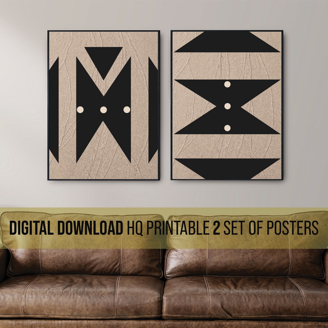 Set of 2 Poster Wall Print,triangle Wall Art,digital Art Print Download ...