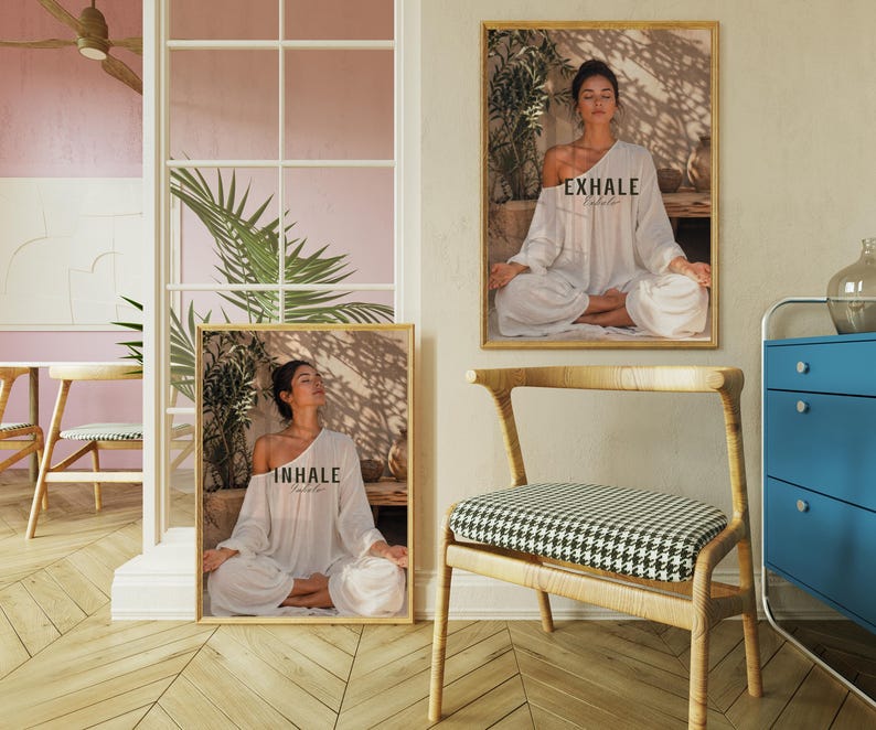 Inhale Exhale Poster Set of 2 : Breathe Photo Art,therapy Office Decor ...