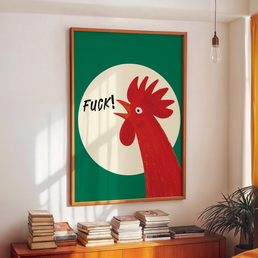 Rude Rooster Wall Art : Apartment Decor,whimsical Animal Art (digital ...
