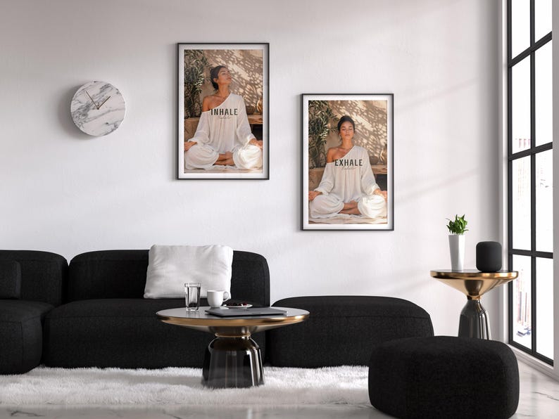 Inhale Exhale Poster Set of 2 : Breathe Photo Art,therapy Office Decor ...