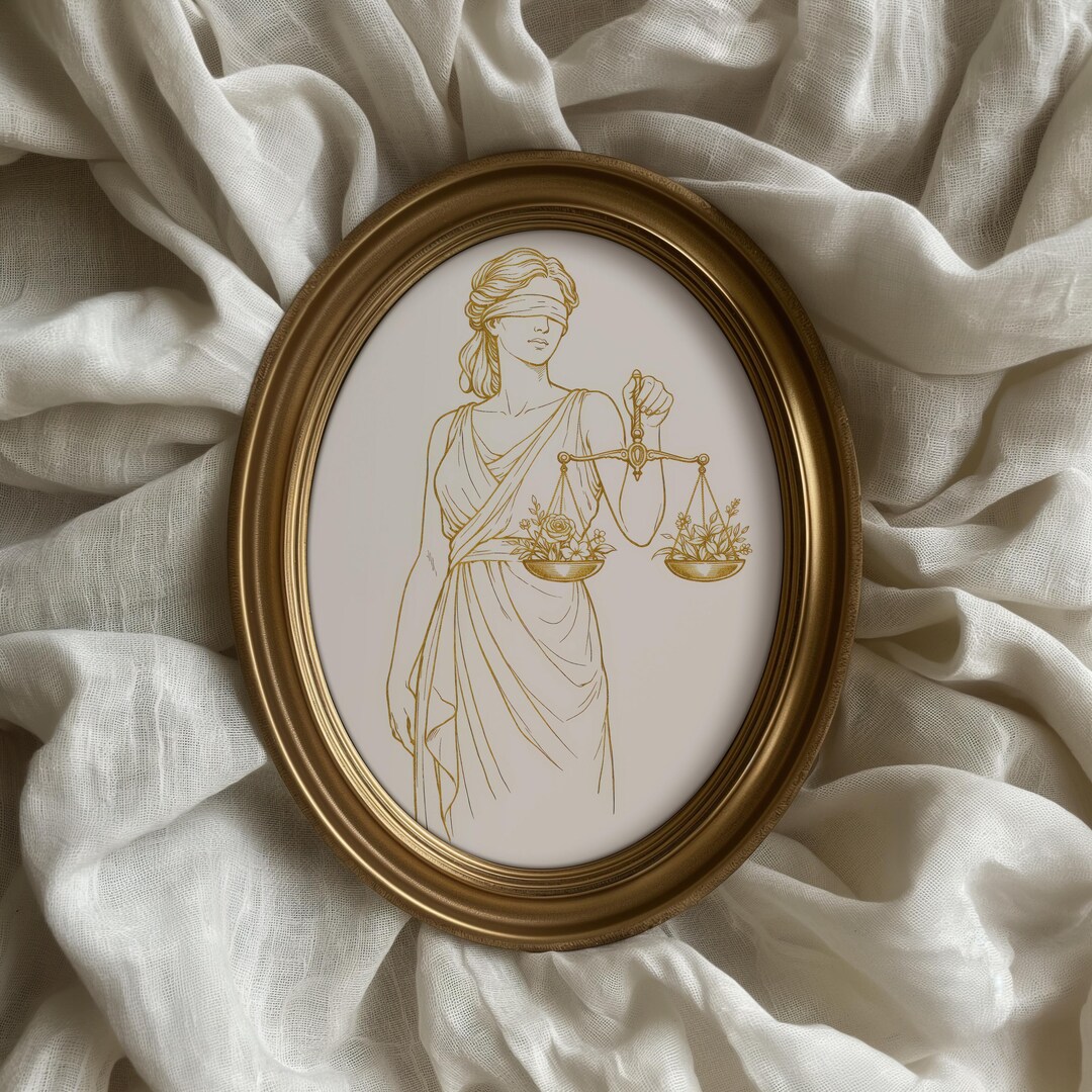 Gold Line Art Lady Justice Print : Lawyer Office Decor (digital ...