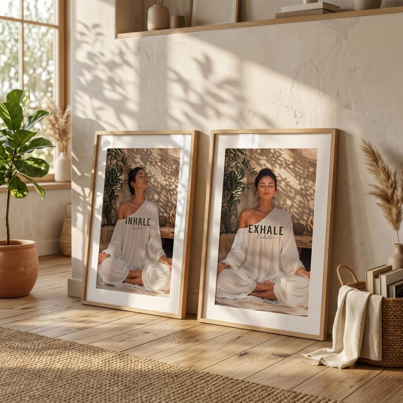 Inhale Exhale Poster Set of 2 : Breathe Photo Art,therapy Office Decor ...