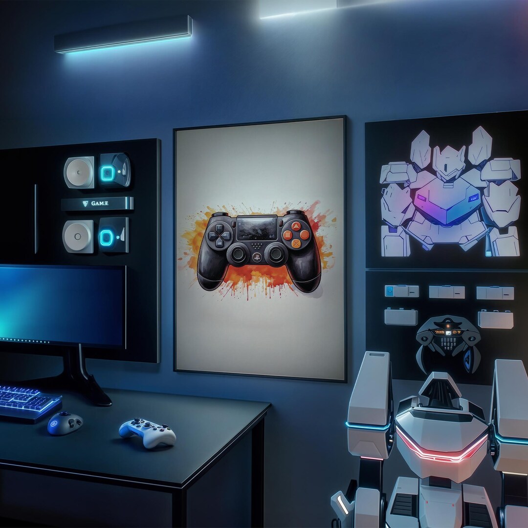 Video Game Controller Art Print: Gamer Room Decor (digital Download - Etsy
