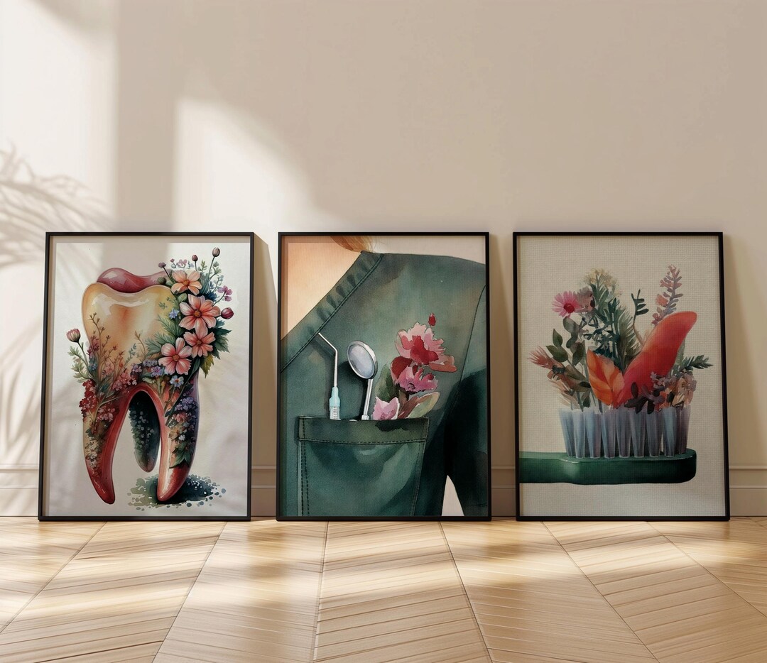 Dental Office Decor Set of 3 Print,digital Download,watercolor Print ...