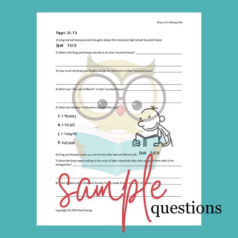 Diary of a Wimpy Kid Book 4 Dog Days Worksheets - Etsy