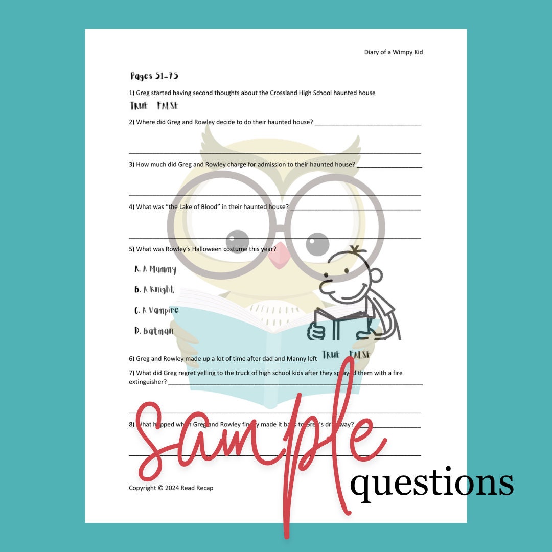 Diary of a Wimpy Kid Book 4 Dog Days Worksheets - Etsy