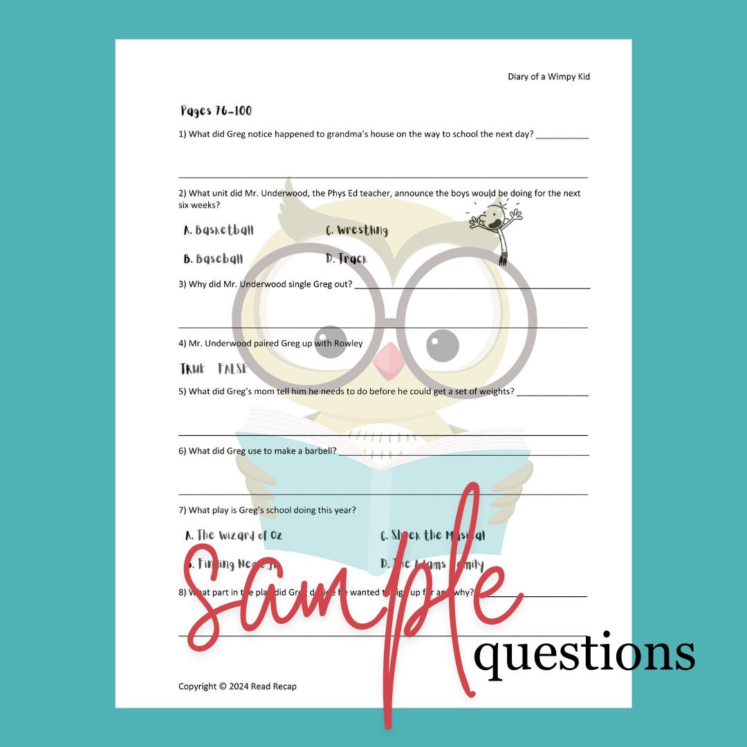 Diary of a Wimpy Kid Book 2 Rodrick Rules Worksheets - Etsy