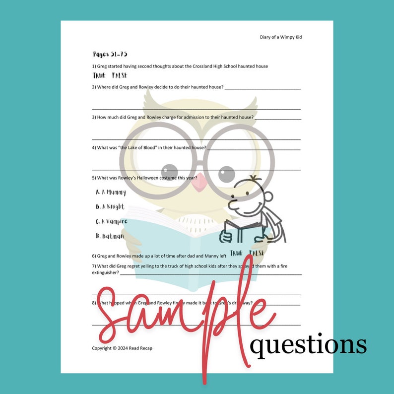 Diary of a Wimpy Kid Book 2 Rodrick Rules Worksheets - Etsy