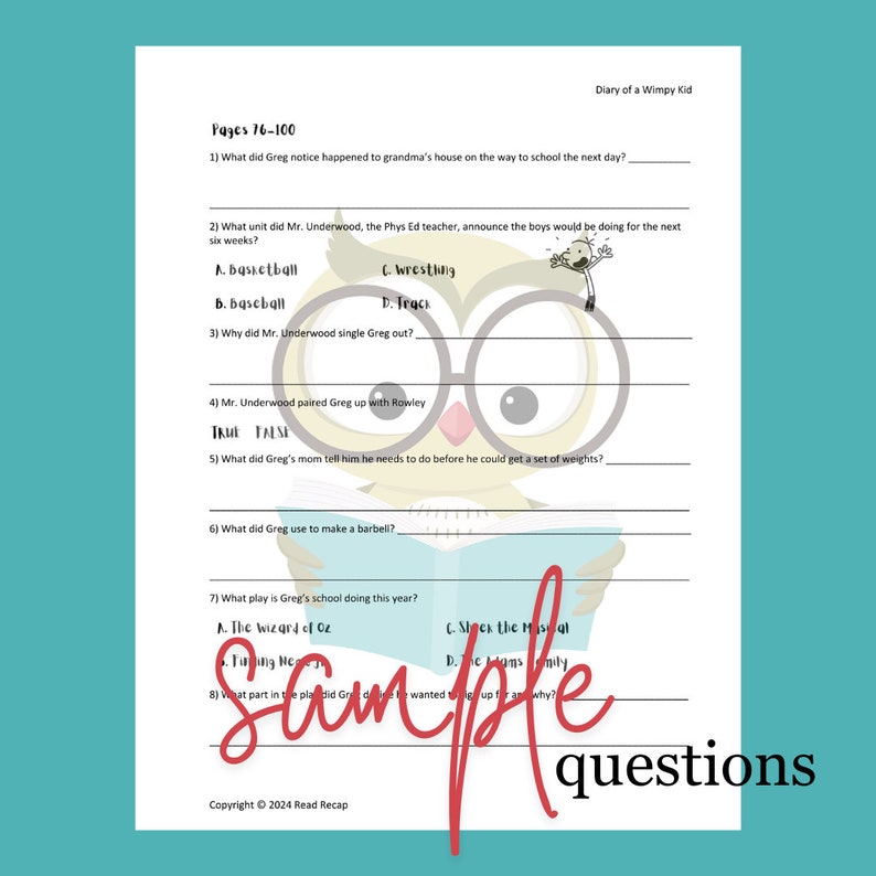 Diary of a Wimpy Kid Worksheets - Etsy