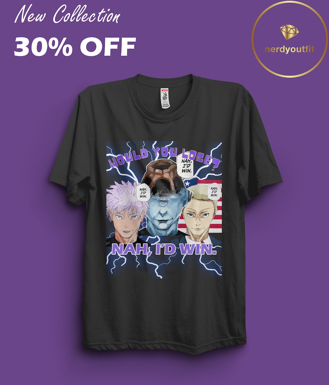 Nah id win, gojo, nah id win meme, camisa jujutsu kaisen, camisa nah id ...