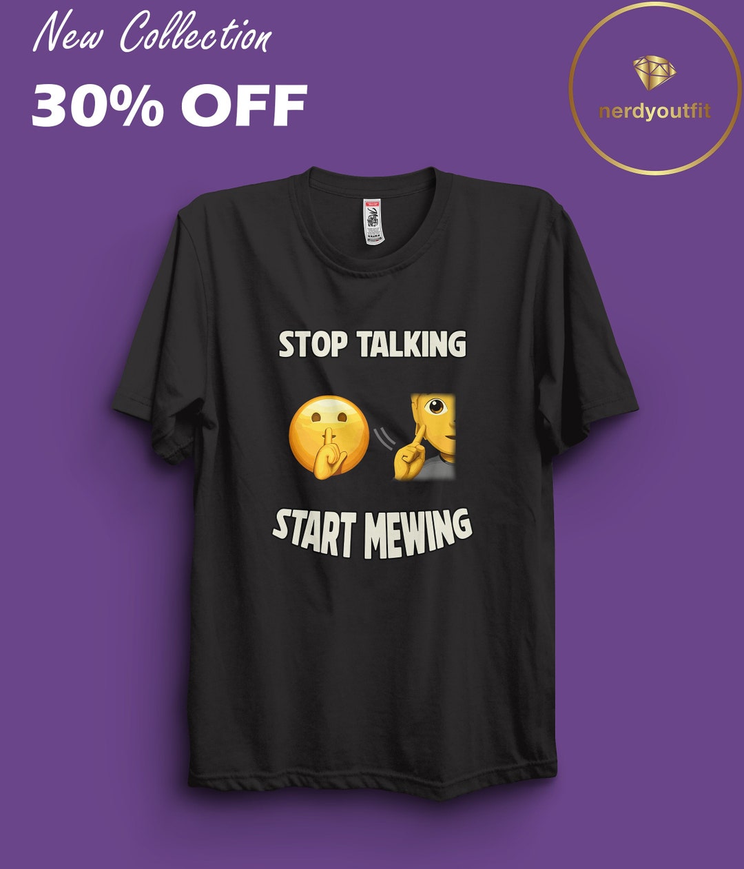 Stop Talking Start Mewing Tshirt, Mewing Emoji Combo Tshirt, Mewing ...