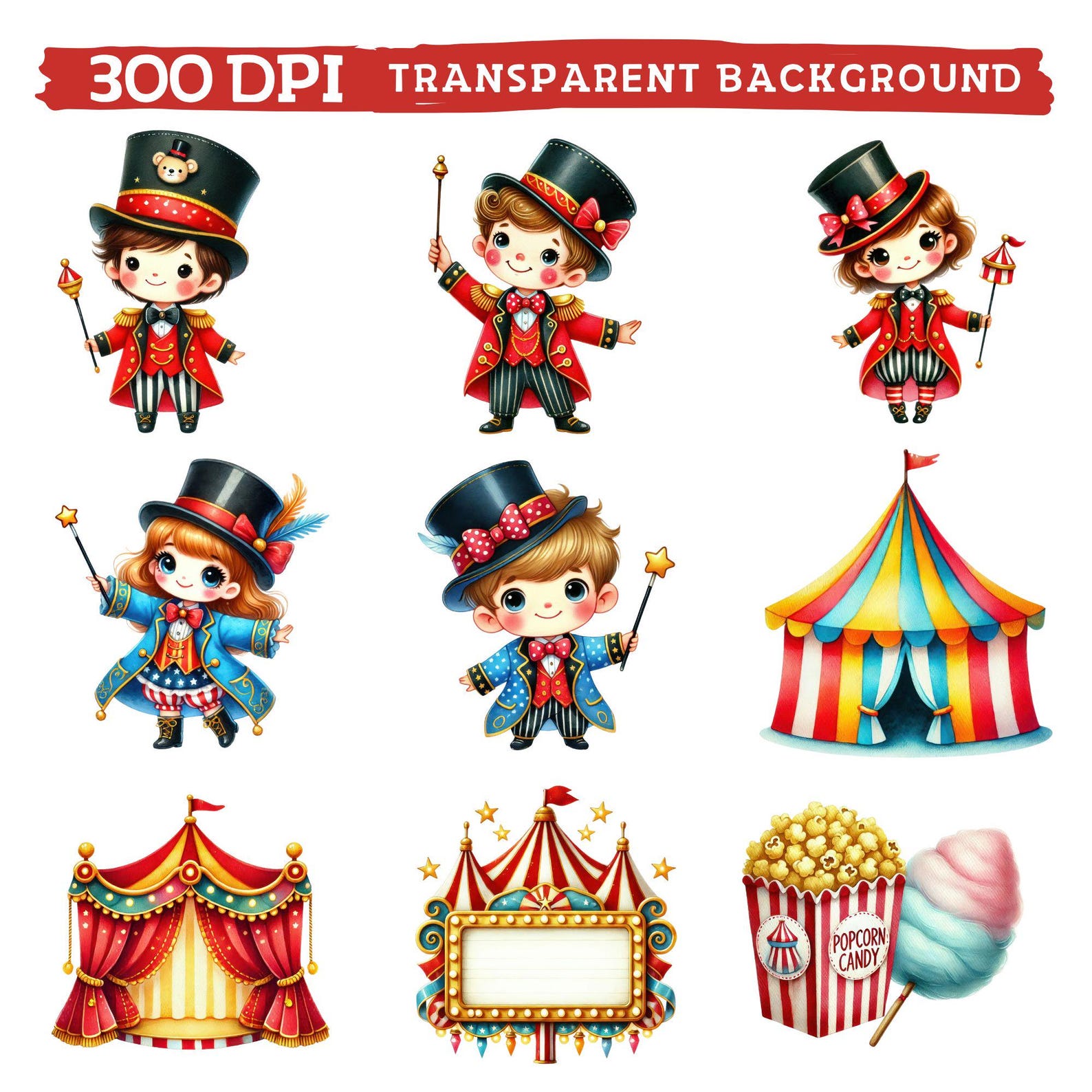Circus Alphabet Clipart, Watercolor Colorful Carnival Letters & Numbers ...