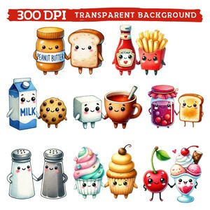 Matching Food Pairings Clipart, Watercolor Cute Perfect Pair Valentine ...