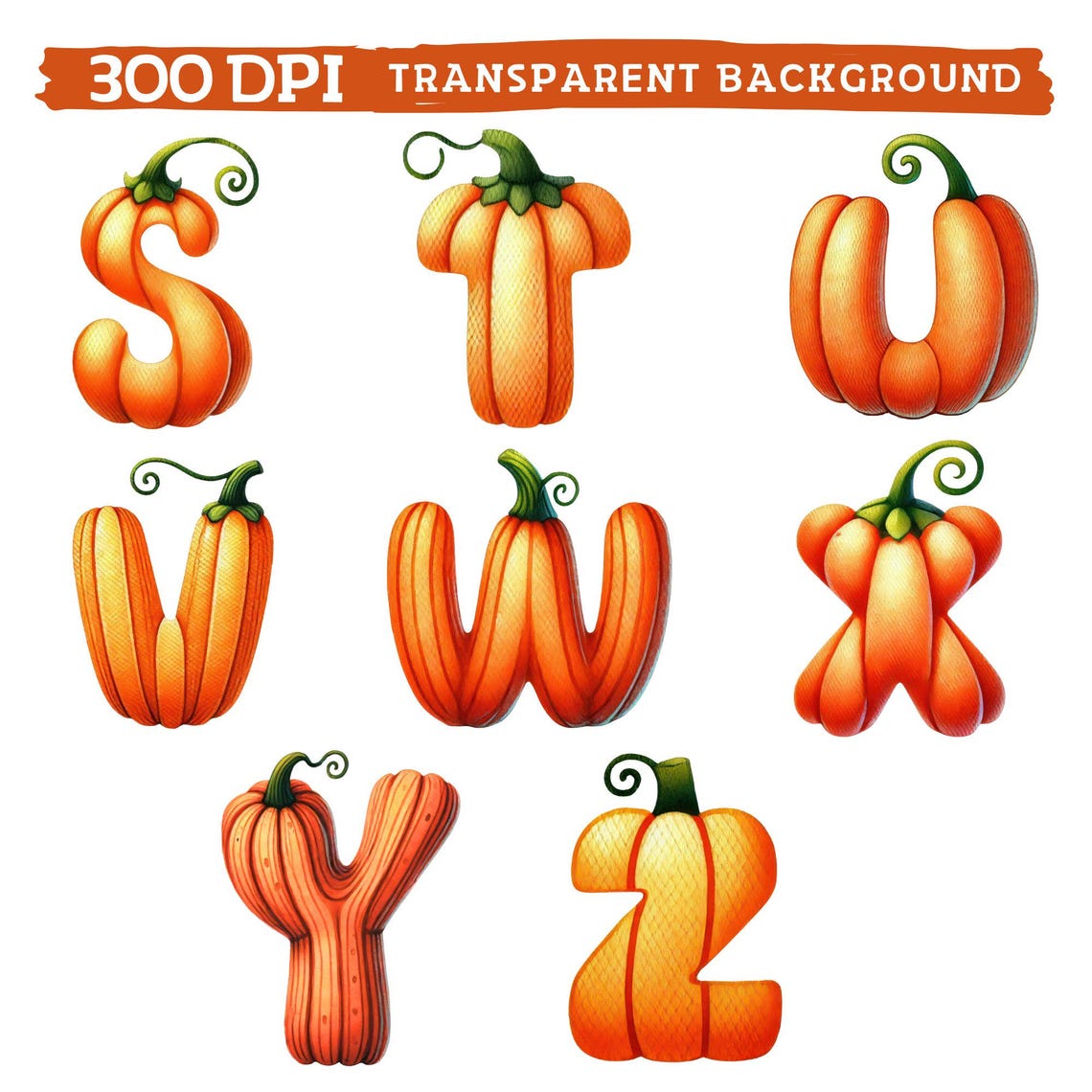 Pumpkin Alphabet, Watercolor Fall Pumpkins Numbers, Harvest Autumn ...