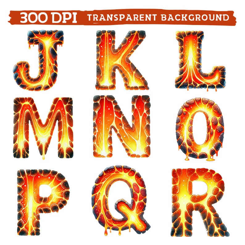 Hot Lava Alphabet Clipart, Hot Magma Letters Number, Molten Fire Letter ...