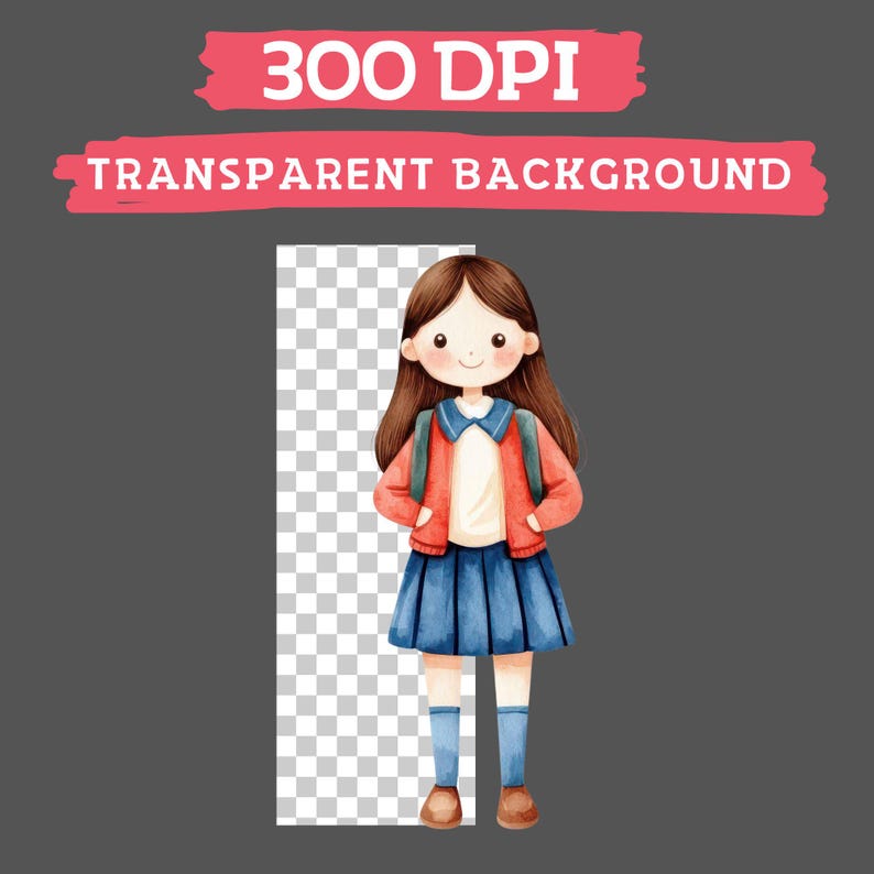 Cute Student School Clipart, Watercolor Classroom Kids Education for ...