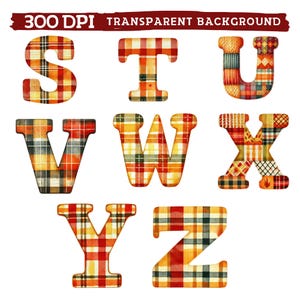 Fall Plaid Alphabet Clipart, Autumn Plaid Letters & Numbers, Cozy ...