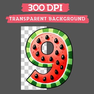 Watermelon Alphabet Clipart, Watercolor Letters and Numbers, Cute ...