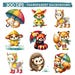 Rainy Day Animal Clipart, Watercolor Cute Spring Animals in Raincoats ...