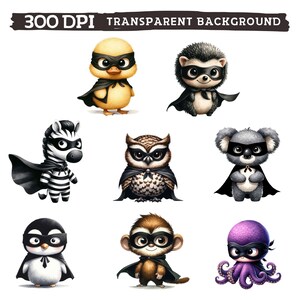 Cute Villain Animals Clipart, Watercolor Baby Animal Nursery, Fantasy ...