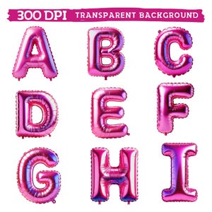 Pink Foil Balloon Alphabet, Pink Metallic Letters & Numbers ...