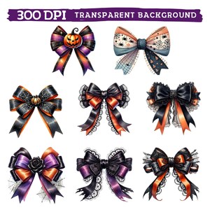 Halloween Coquette Clipart, Watercolor Halloween Coquette Bow, Spooky ...