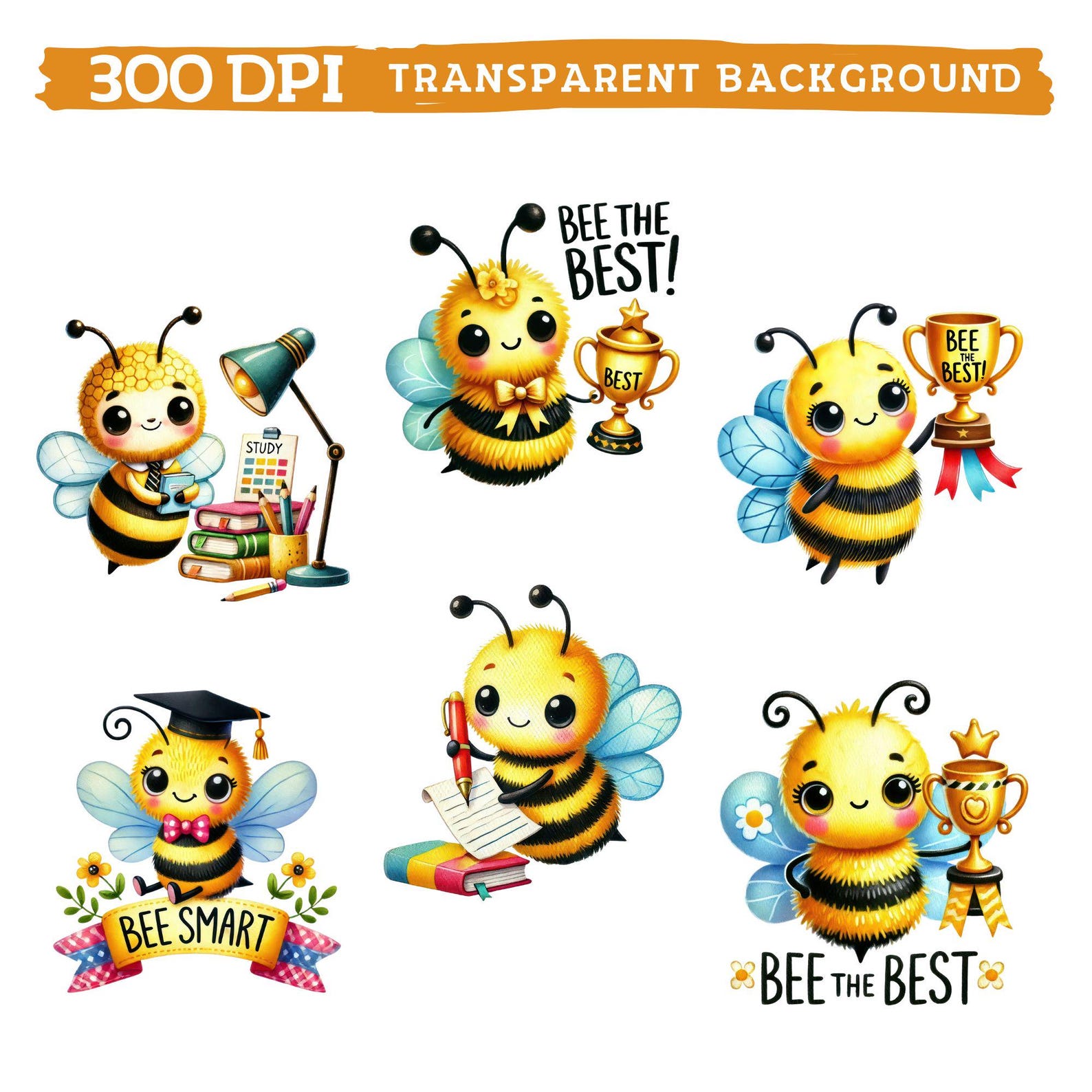 Bee Back to School Clipart, Watercolor Cute Teachers Kids, Classroom ...