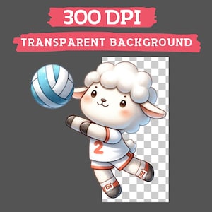 Volleyball Animals Clipart, Watercolor Cute Cartoon Sports Nursery ...