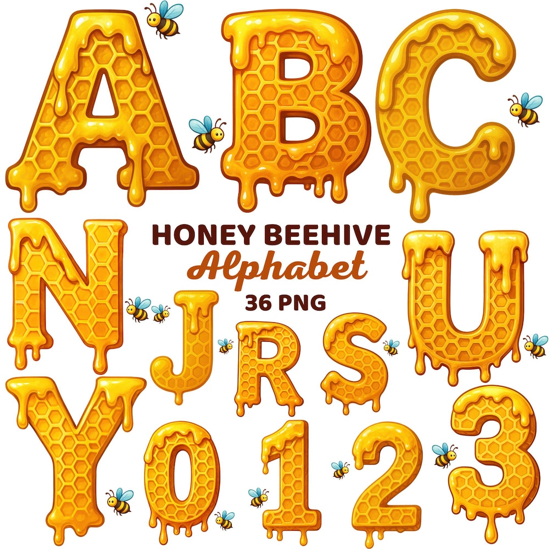 Honey Beehive Alphabet Clipart, Cute Bee Spring Summer Classroom Decor ...