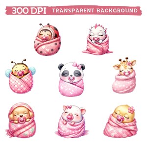 Pacifier Animals Clipart, Watercolor Cute Pink Boy Newborn Nursery ...