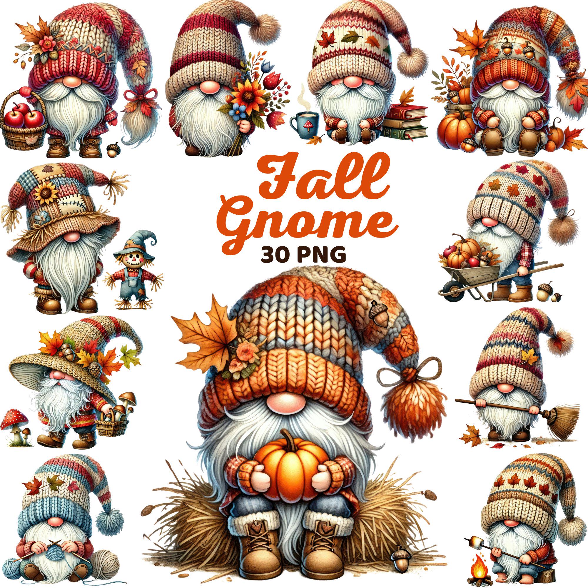 Fall Gnome Clipart, Watercolor Hello Fall Gnome Png, Autumn Gnomes ...