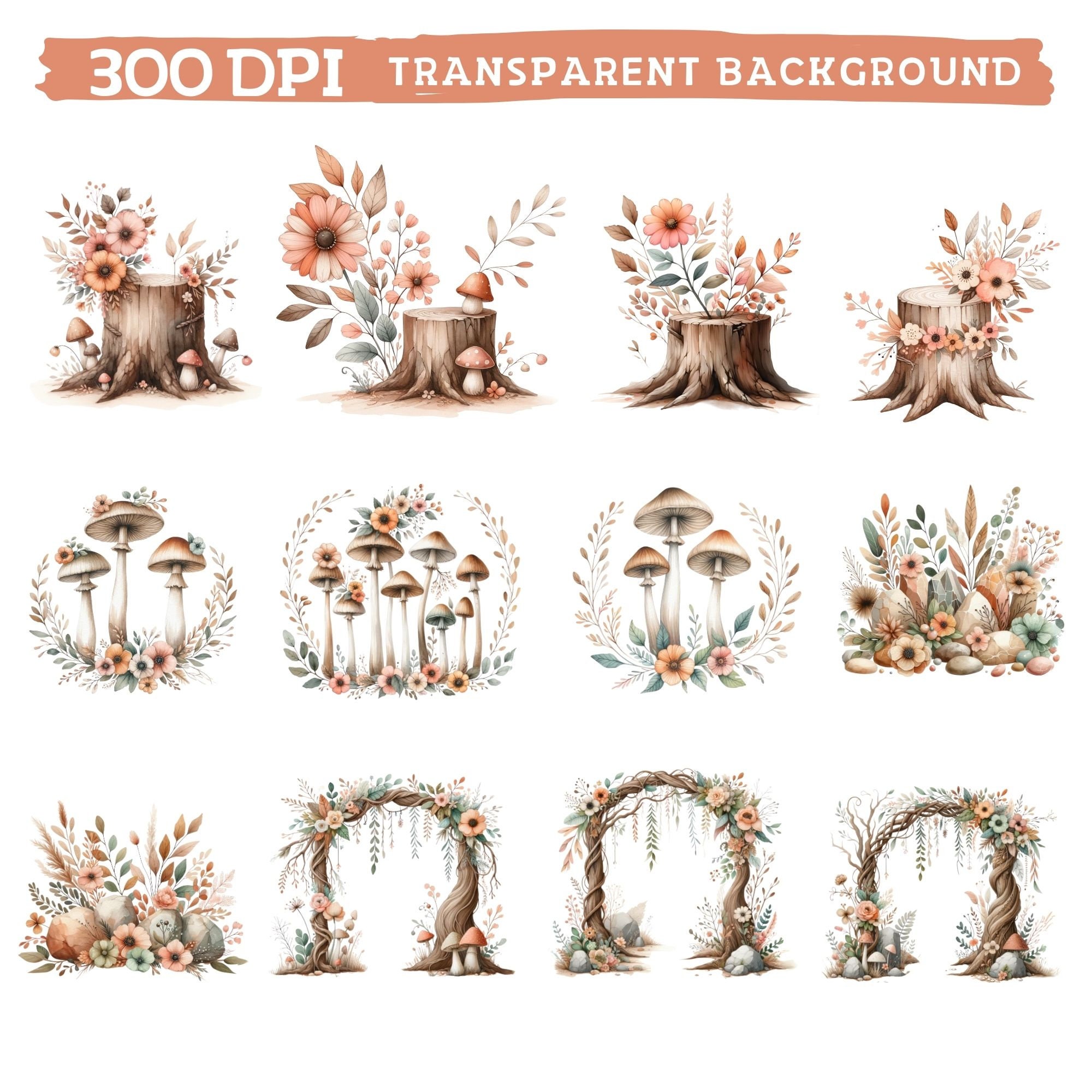 Watercolor Boho Woodland Animals Clipart, Animal Nursery Sublimation ...