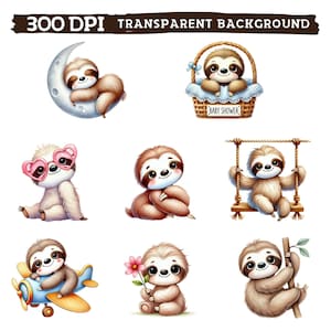 Cute Sloth Clipart, Watercolor Sloth Nursery, Spring Woodland Animal ...