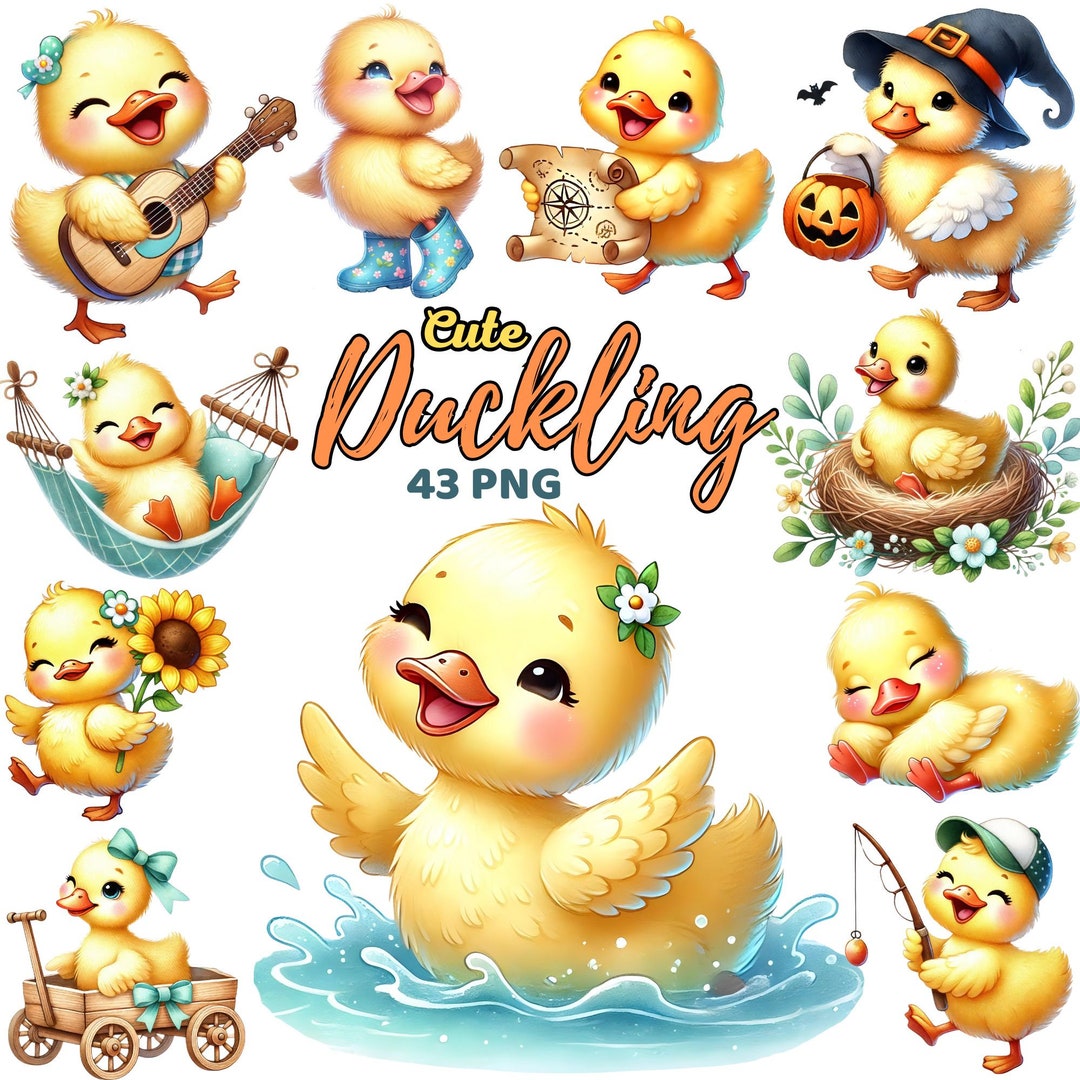 Cute Duckling Clipart, Watercolor Duck Nursery, Baby Ducks, Farm Animal ...