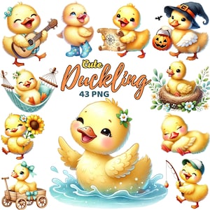 Cute Duckling Clipart, Watercolor Duck Nursery, Baby Ducks, Farm Animal ...