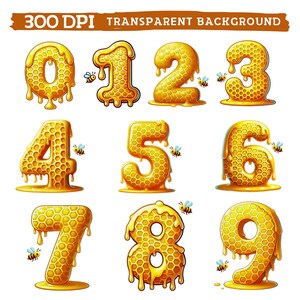 Honey Beehive Alphabet Clipart, Watercolor Dripping Honey Letters ...