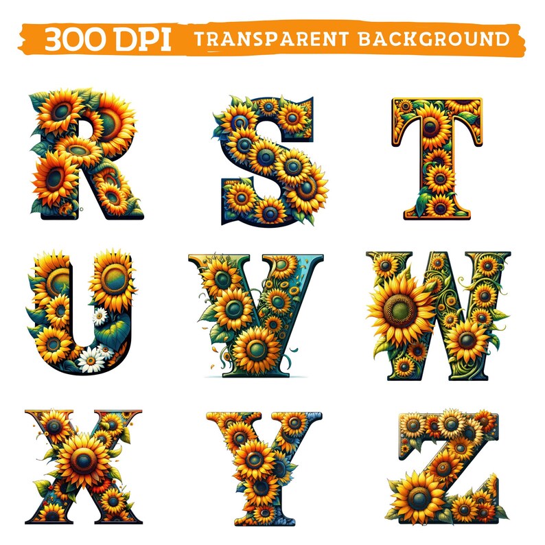 Sunflower Alphabet, Sunflower Numbers Letters Png, Sunflowers Alphabet ...