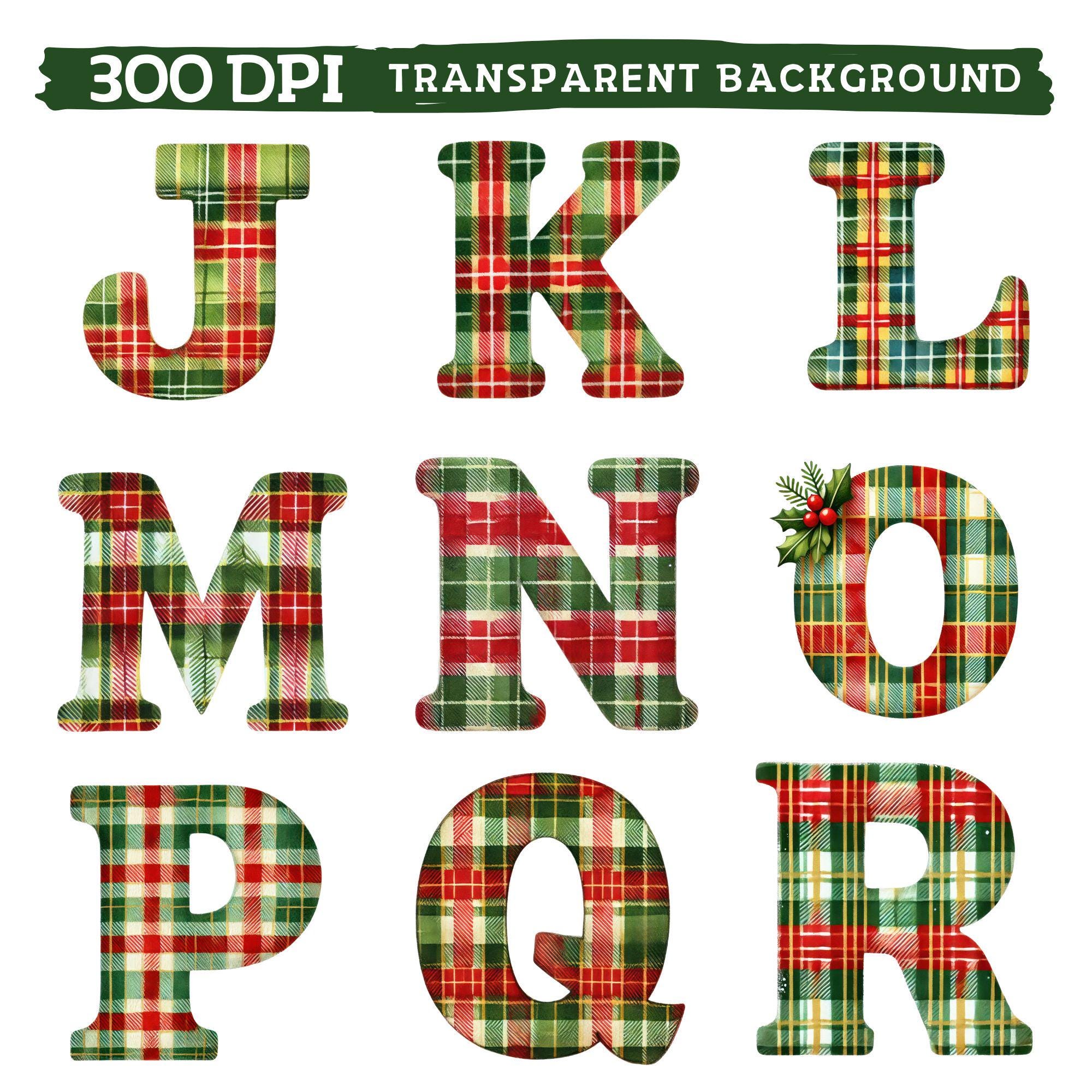 Christmas Plaid Alphabet Clipart, Festive Letters & Numbers, Cozy Xmas ...