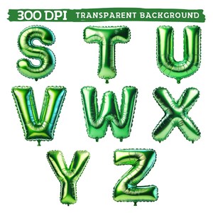 Green Foil Balloon Alphabet, Green Metallic Letters & Numbers ...