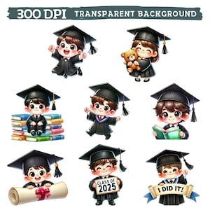 Graduate Kids Clipart, Watercolor Preschool Kindergarten Graduation Boy ...