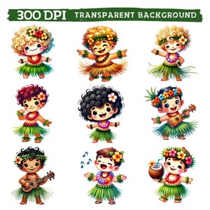 Cute Hawaiian Hula Boy Clipart, Watercolor Tropical Beach Summer, Luau ...